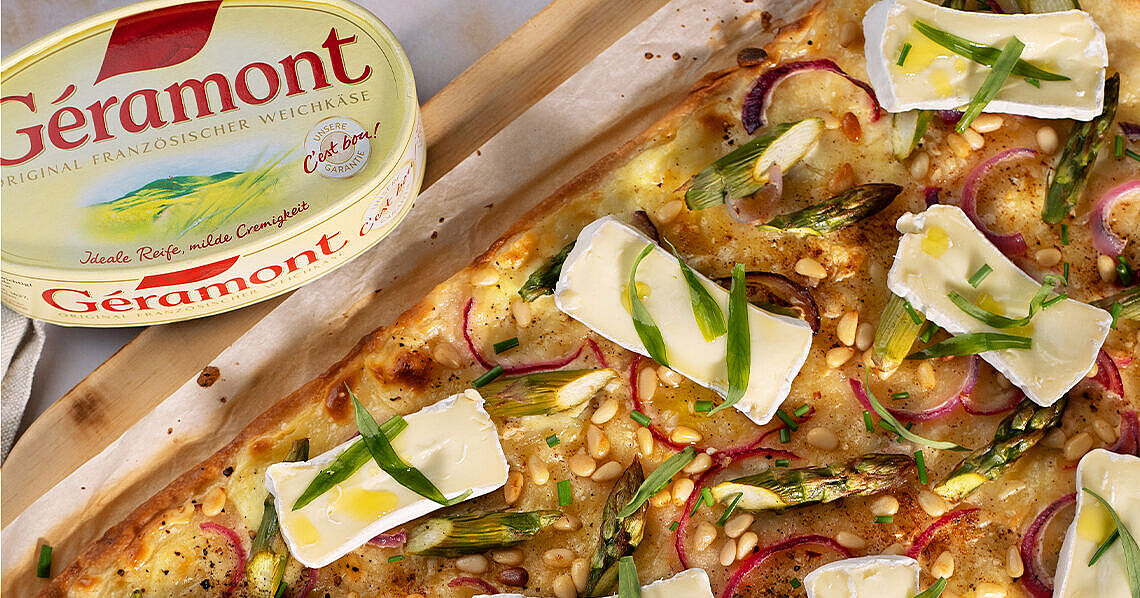 Spargel Flammkuchen mit Géramont